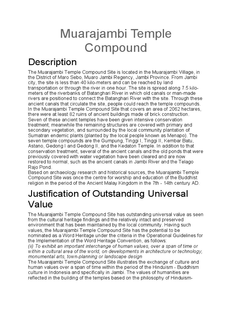 Muarajambi Temple Compound | PDF | Temple