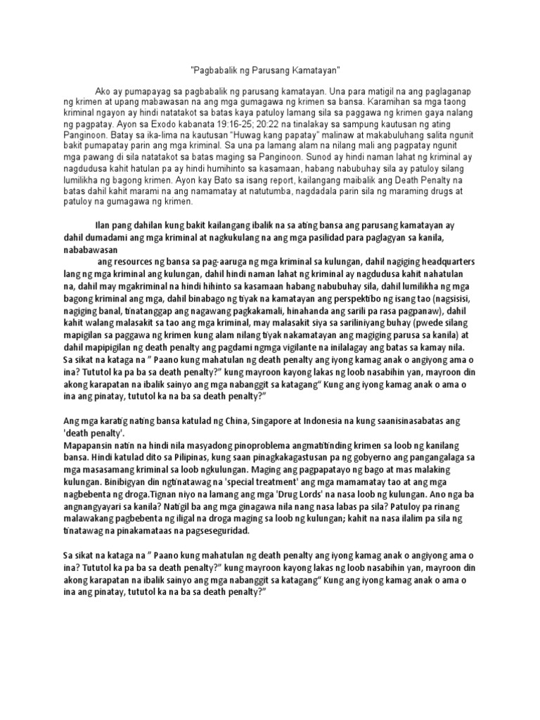 Pagbabalik NG Parusang Kamatayan | PDF