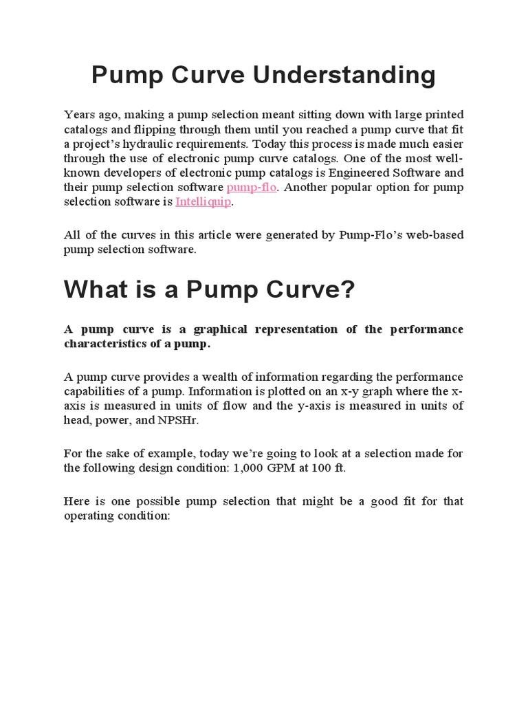 Pump Curve Understanding | PDF | Pump | Horsepower