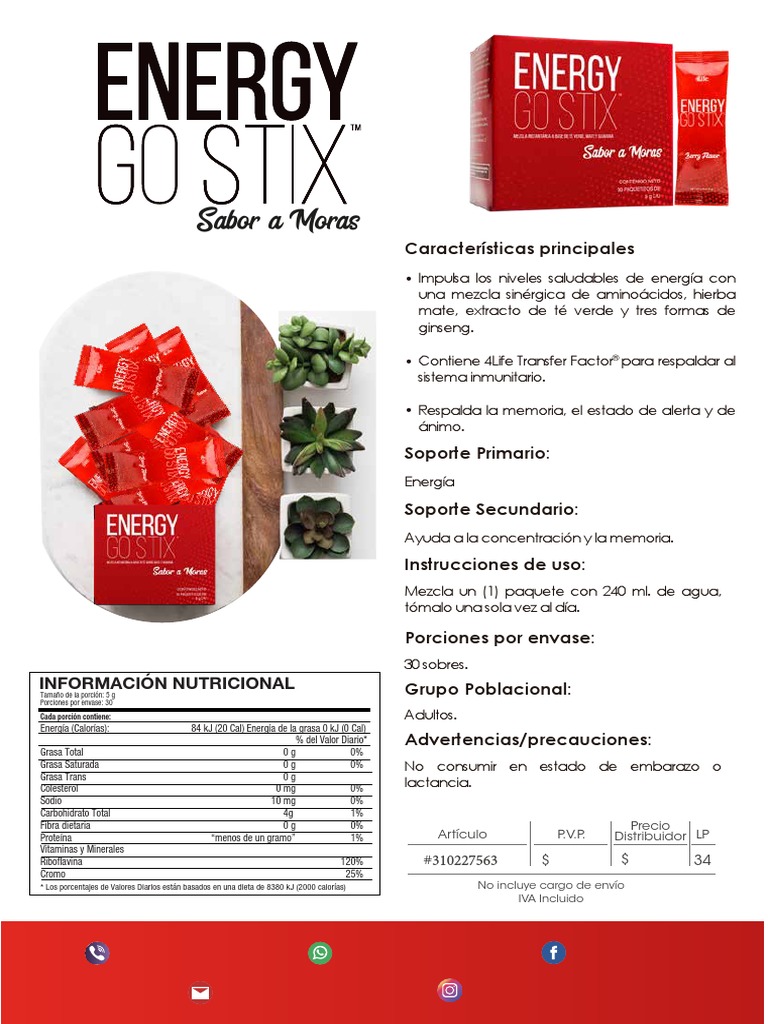 Energy Go Stix Chi | PDF | Etiqueta de información nutricional ...