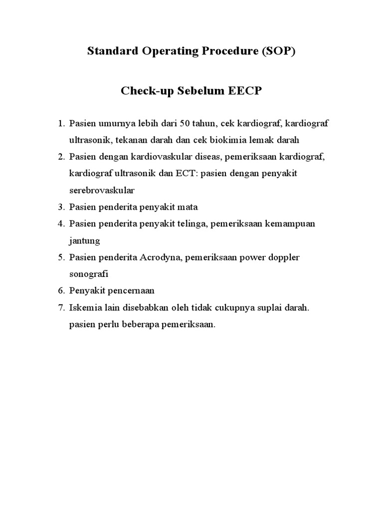 SOP Terapi EECP untuk Pasien Jantung | PDF