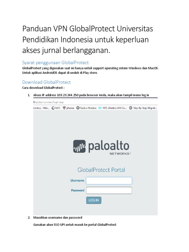 Panduan VPN GlobalProtect UPI | PDF
