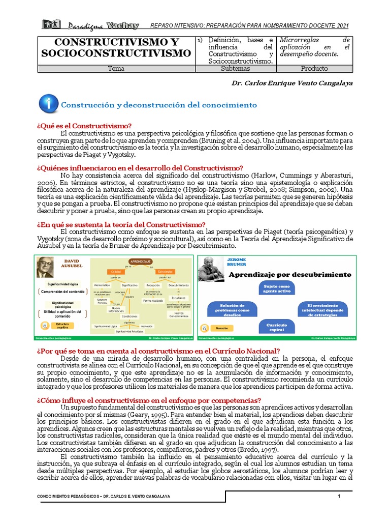 CP Sem 1 Constructivismo y Socioconstructivismo | PDF | Constructivismo (filosofía de la ...