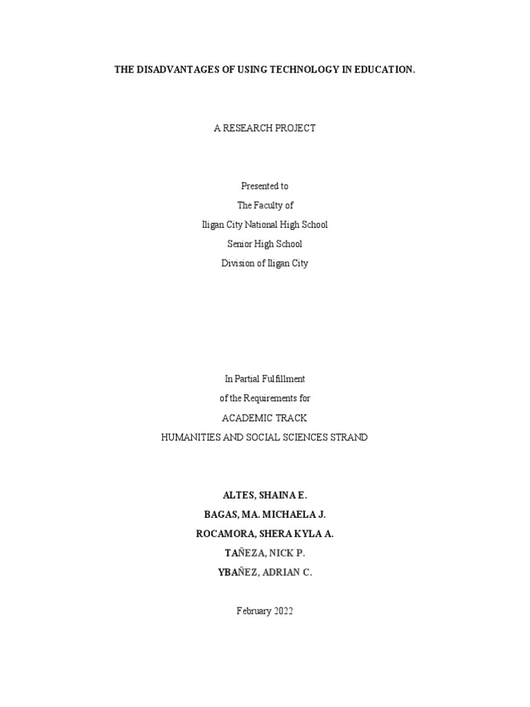 The Negative Impacts of Technology in Education: A Research Study on ...