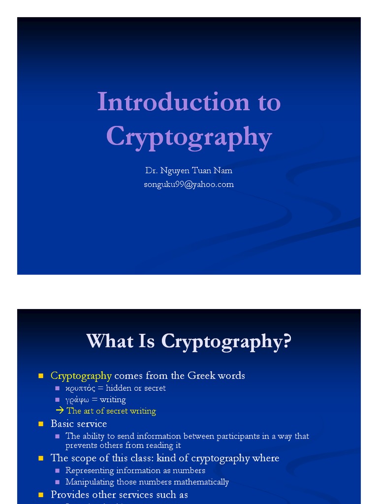 Lecture 02 Introduction Cryptography | PDF Lecture 02 Introduction Cryptography | PDF