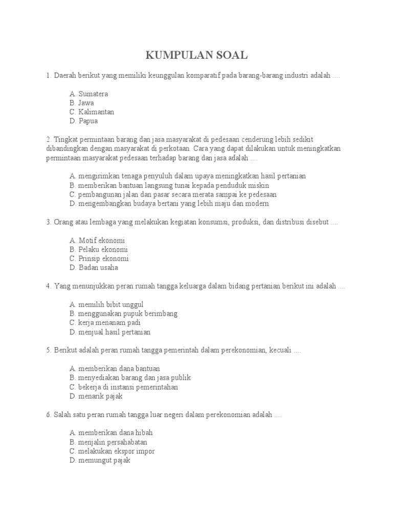 Contoh Soal Pilihan Ganda | PDF | Politik