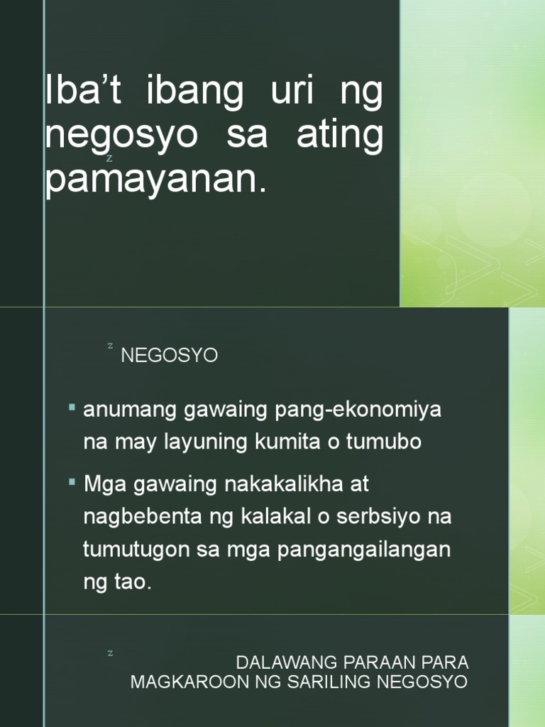 Iba't Ibang Uri NG Negosyo Sa Ating Pamayanan Epp4 | PDF Iba't Ibang Uri NG Negosyo Sa Ating Pamayanan Epp4 | PDF