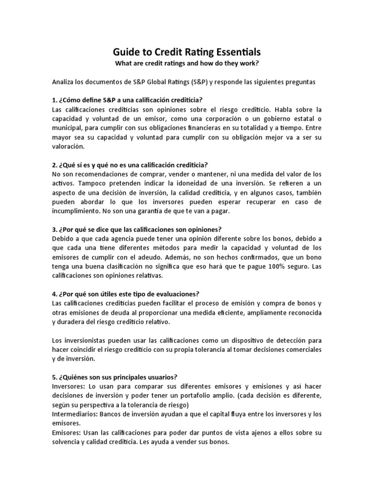 Guide To Credit Rating Essentials | PDF | Calificación crediticia ...