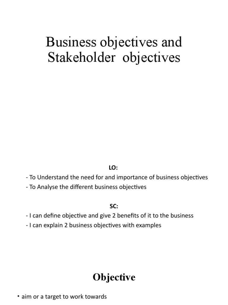 CH 5 Business Objectives and Stakeholder Objectives | PDF | Employment ...