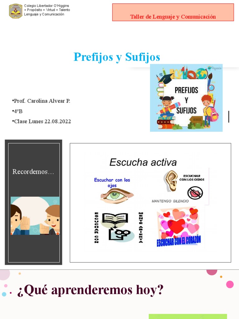 Prefijos y Sufijos en Lenguaje 4ºB | PDF | Crecimiento personal y ...