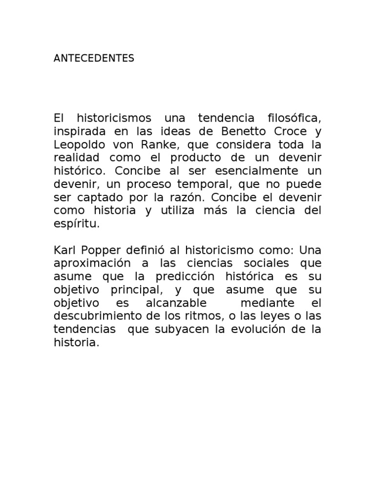 Características del Historicismo Filosófico | PDF