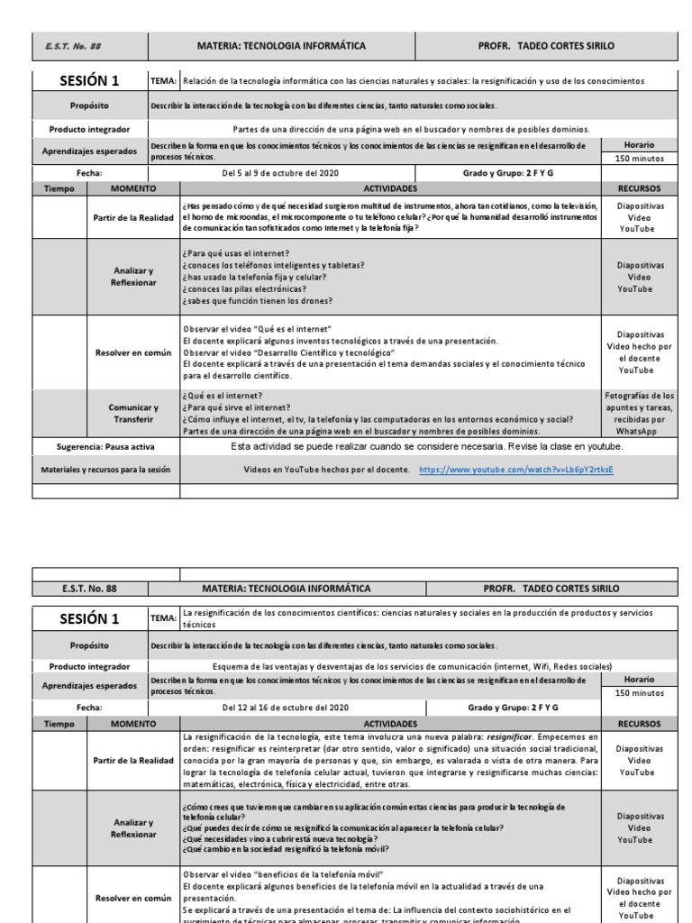 Sesión 1: Materia: Tecnologia Informática Profr. Tadeo Cortes Sirilo ...
