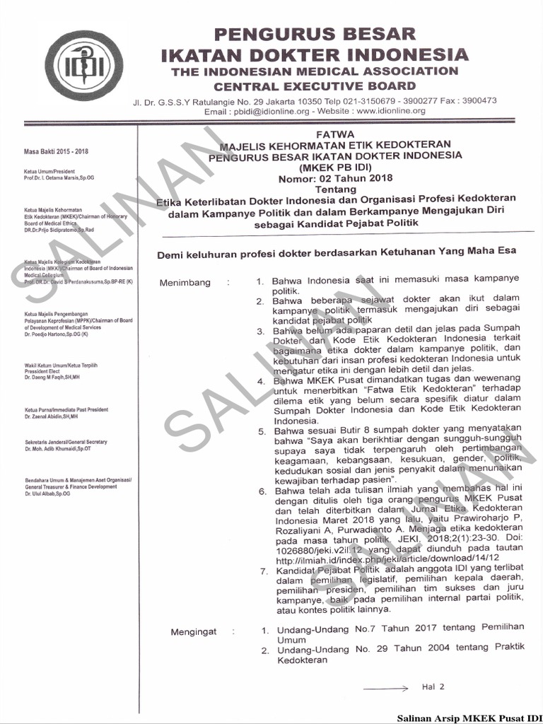 Fatwa Politik Mkek Pusat Idi | PDF