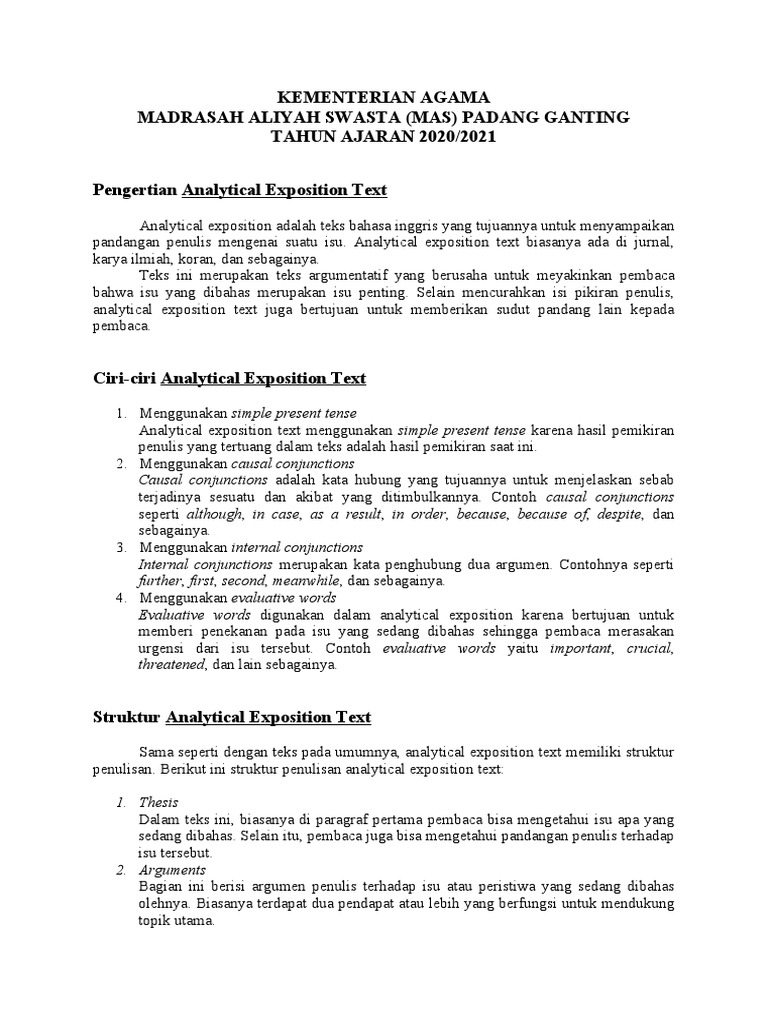 Analytical Exposition Text Guide | PDF