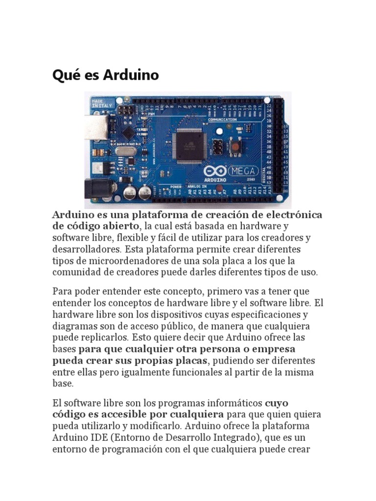 Qué Es Arduino | PDF | Arduino | Microcontrolador Qué Es Arduino | PDF | Arduino | Microcontrolador