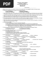 SUMMATIVE TEST-PerDev. | PDF | Self | Self Concept