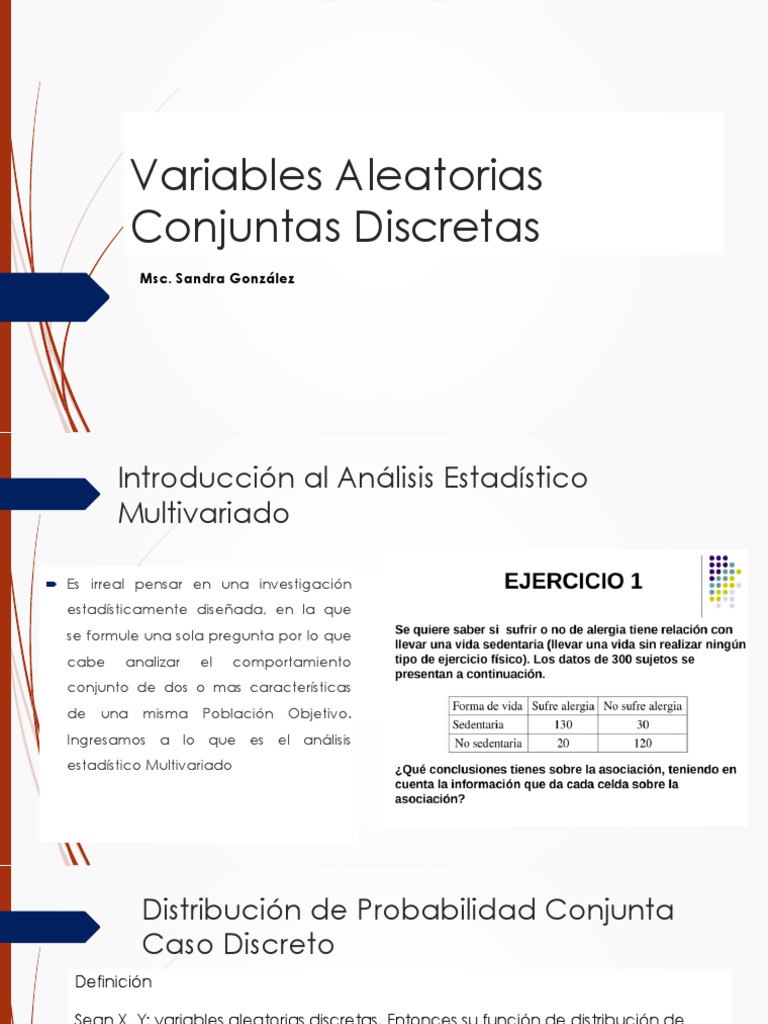 Variables Aleatorias Conjuntas Discretas | PDF | Covarianza | Distribución de probabilidad