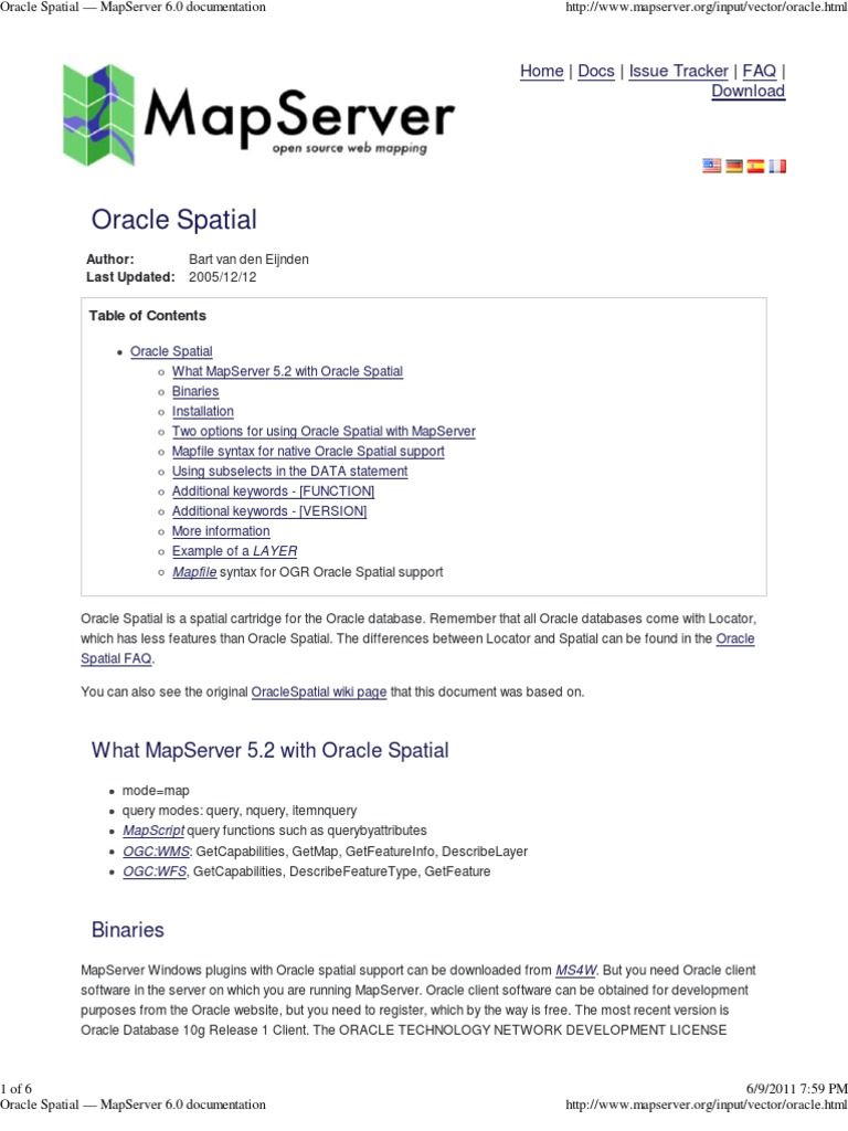 Oracle Spatial - MapServer .. | PDF | Database Index | Sql