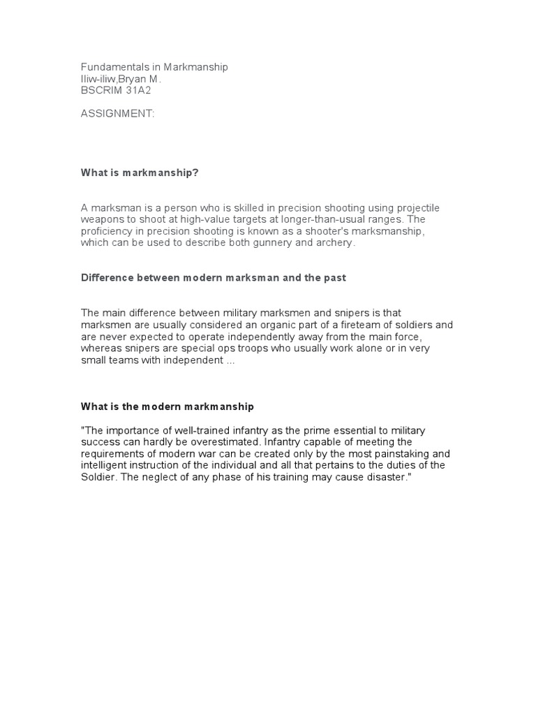 Fundamentals in Markmanship | PDF | History