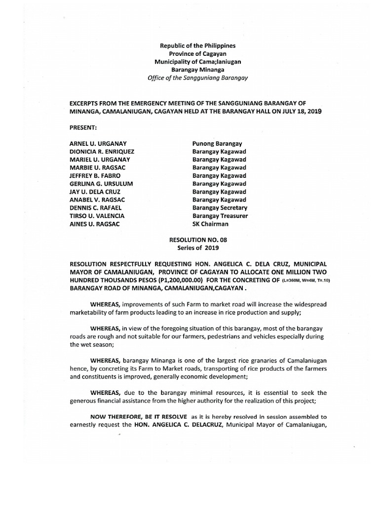 Resolution - Financial Assistance - Road Concreting | PDF