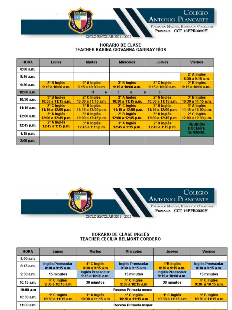 Horarios | PDF