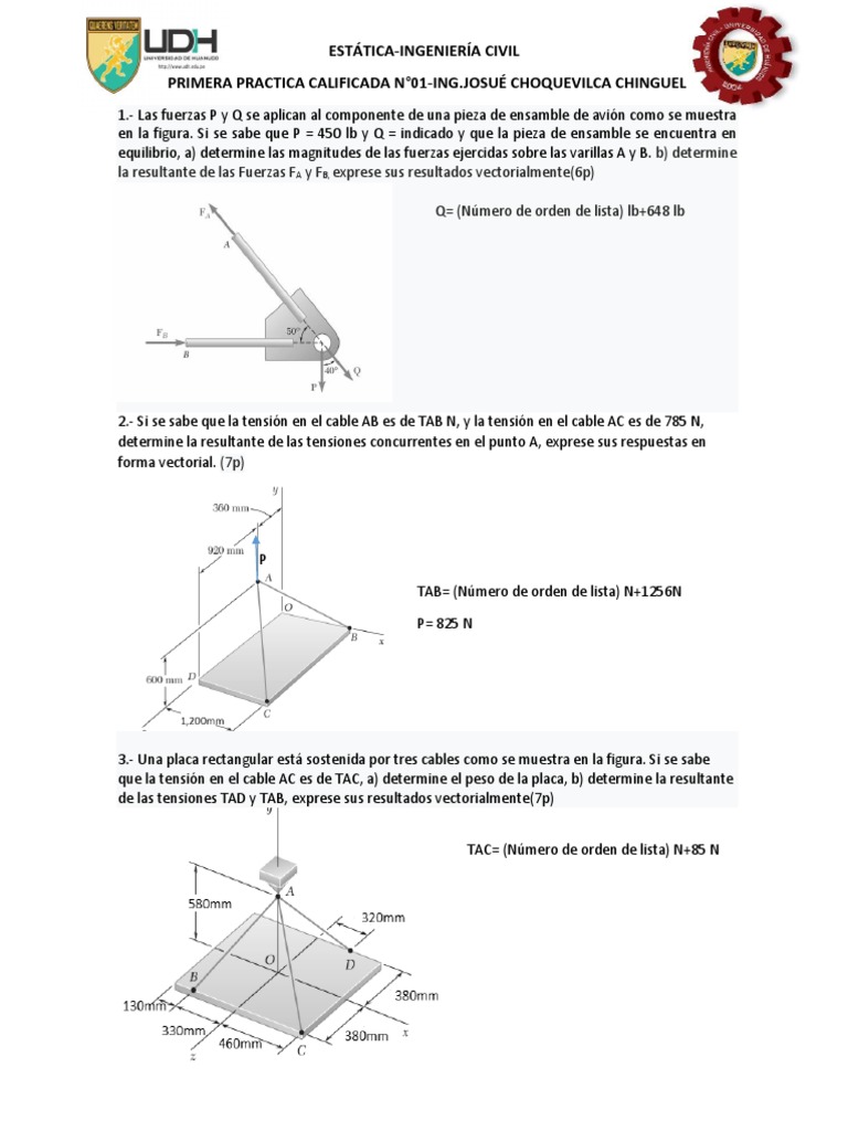 Practica Calificada de Estatica D 2022 1 | PDF