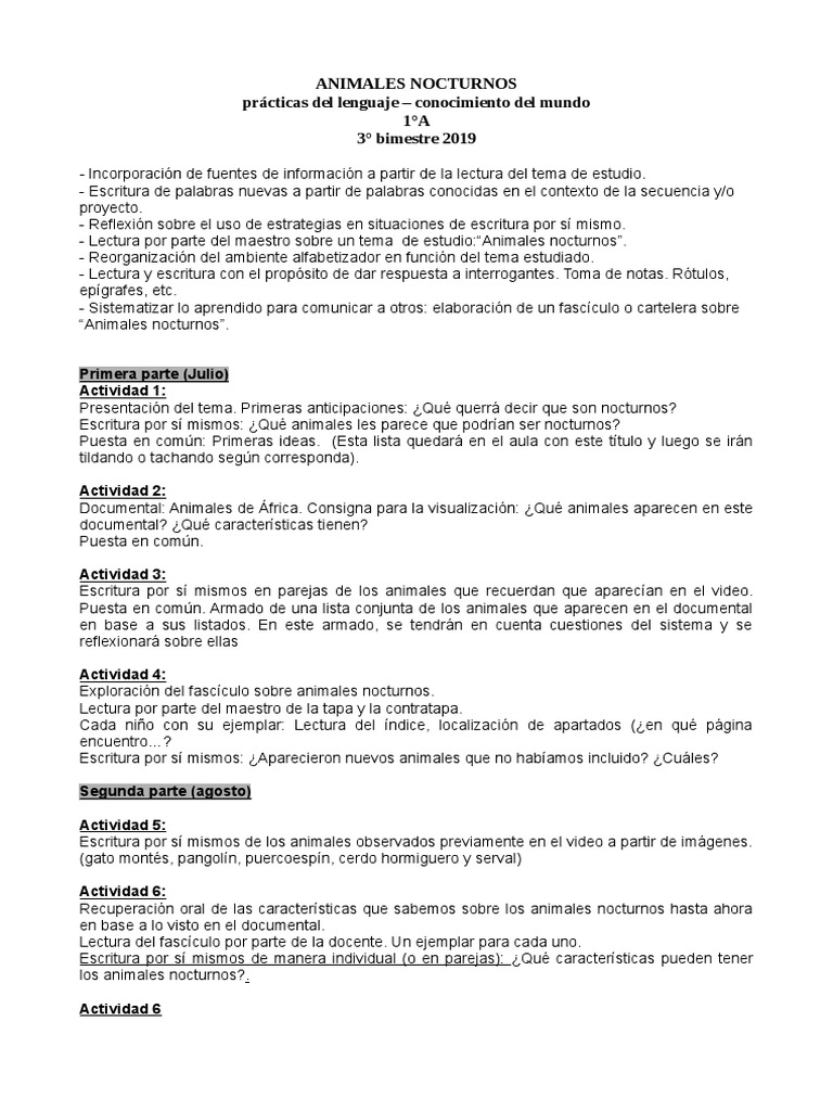 Animales Nocturnos: Aprendizaje Interactivo | PDF | Murciélago
