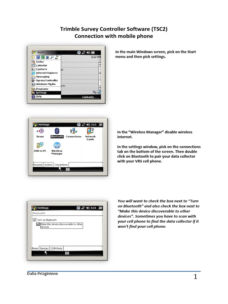 Trimble Survey Controller Software (TSC2) Connection with mobile phone | PDF | Modem | Surveying