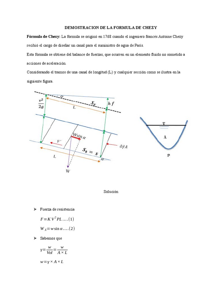 Demostracion de La Formula de Chezy | PDF | Mecánica | Mecánica de ...