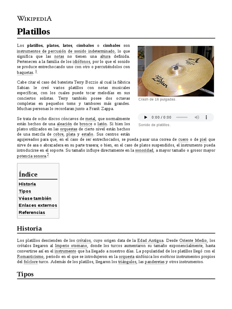 Platillos | PDF | Instrumentos de percusión | Instrumentos musicales