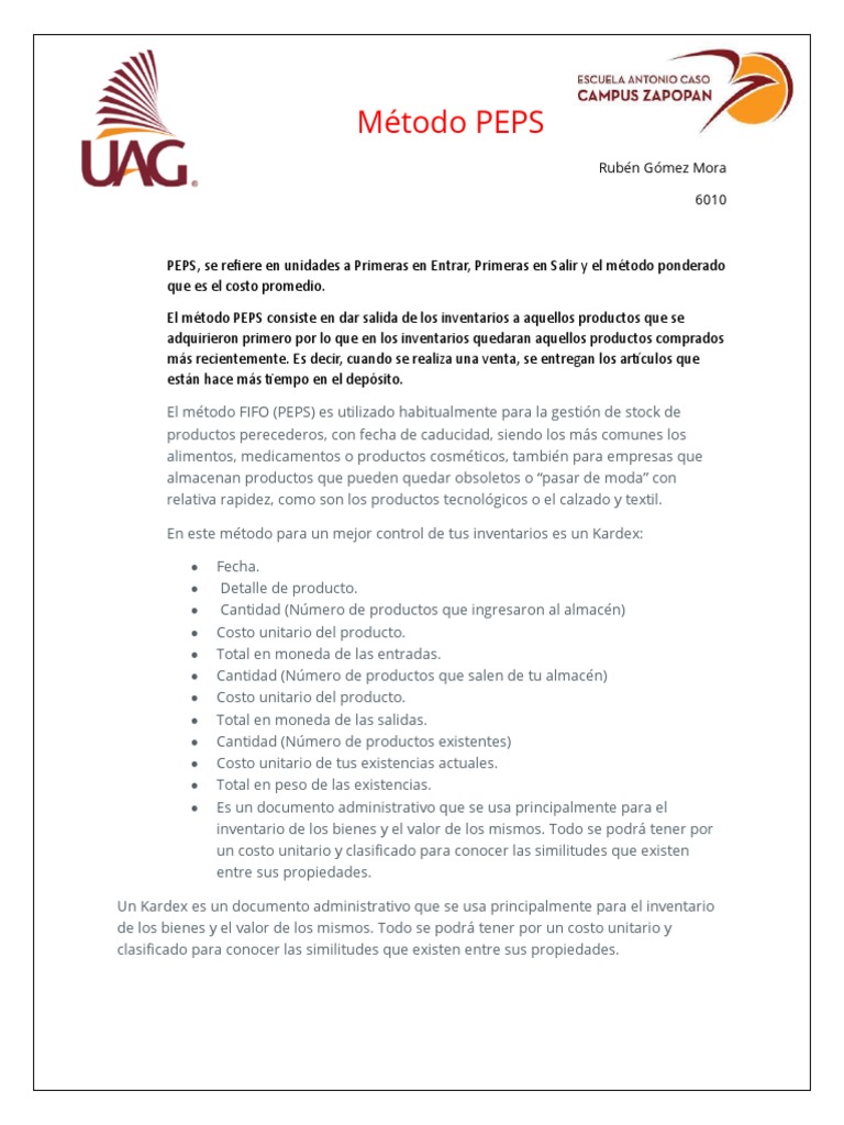 Método PEPS | PDF | Inventario | Business