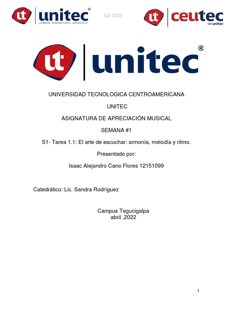 S1 - Tarea 1.1 El Arte de Escuchar Armonía, Melodía y Ritmo | PDF ...