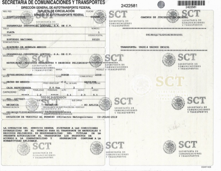 Tarjeta de Circulacion d1 60am8n | PDF