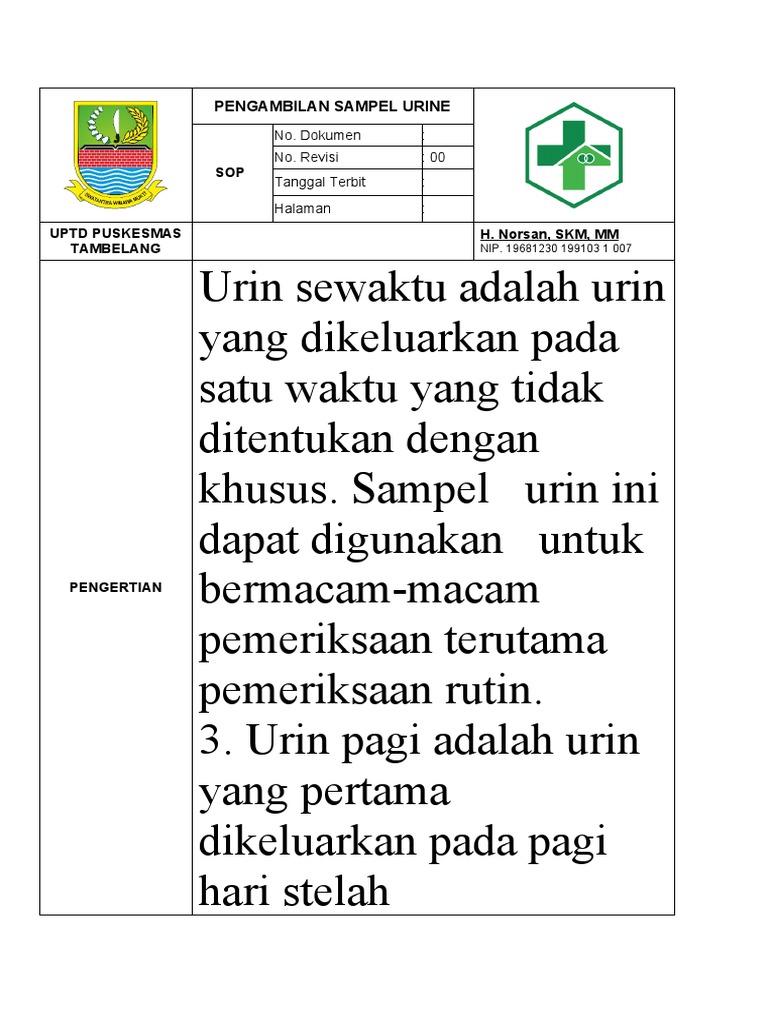 Pengambilan Sampel Urine | PDF