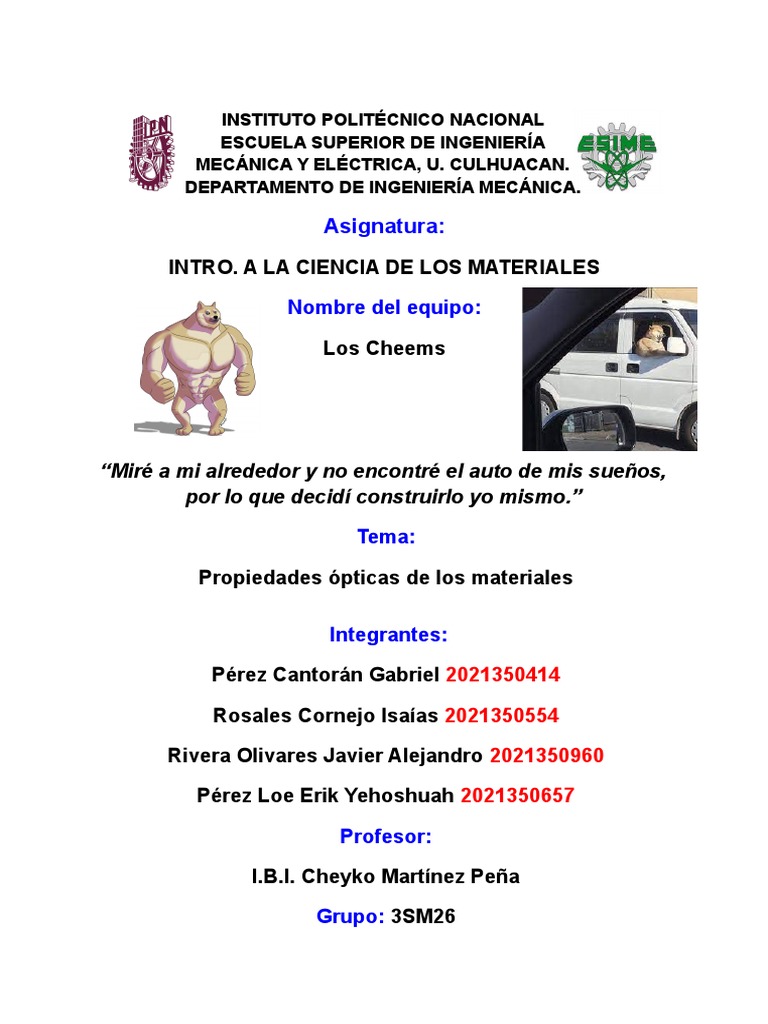 Trabajo Escrito - Propiedades Opticas de Los Materiales - 3SM26 - Los ...