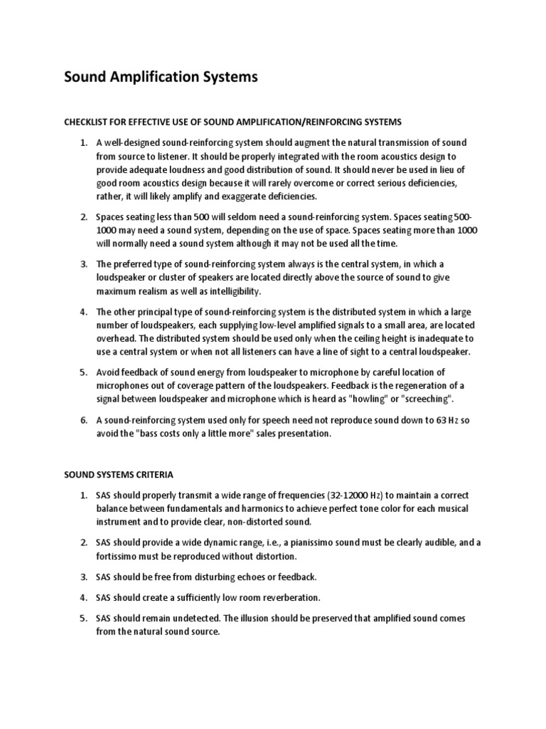 Sound Amplification Systems | PDF | Loudspeaker | Amplifier