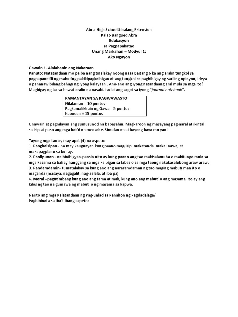 Esp 7 Mod 1 Week 1 | PDF