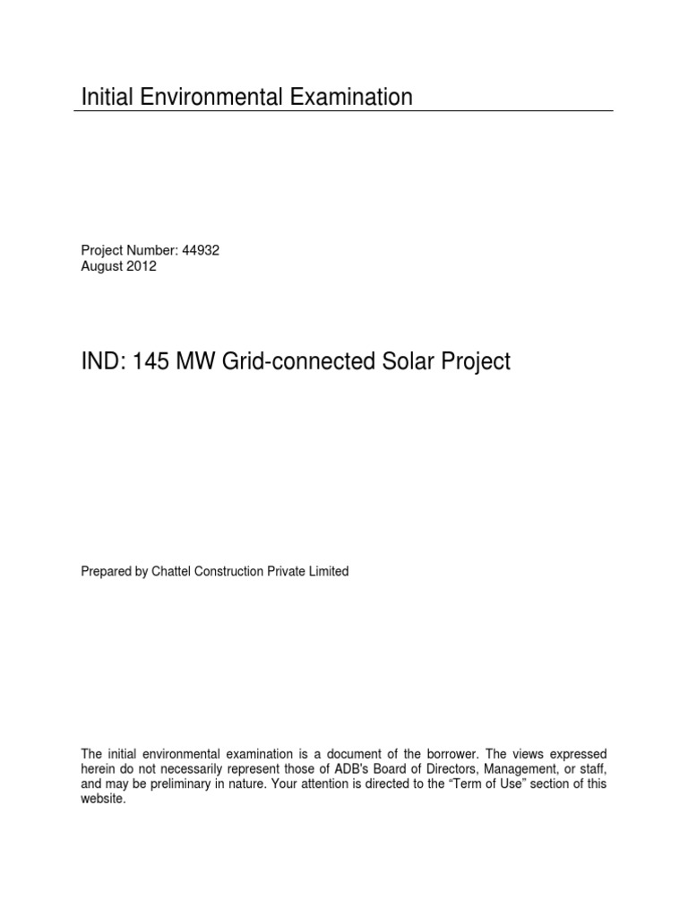 Initial Environmental Examination for Solar Project | PDF ...