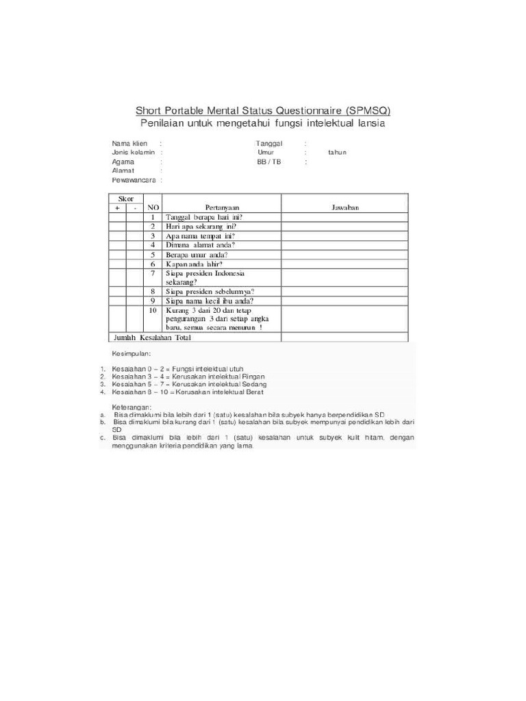 Form Pengkajian Lansia Gerontik | PDF