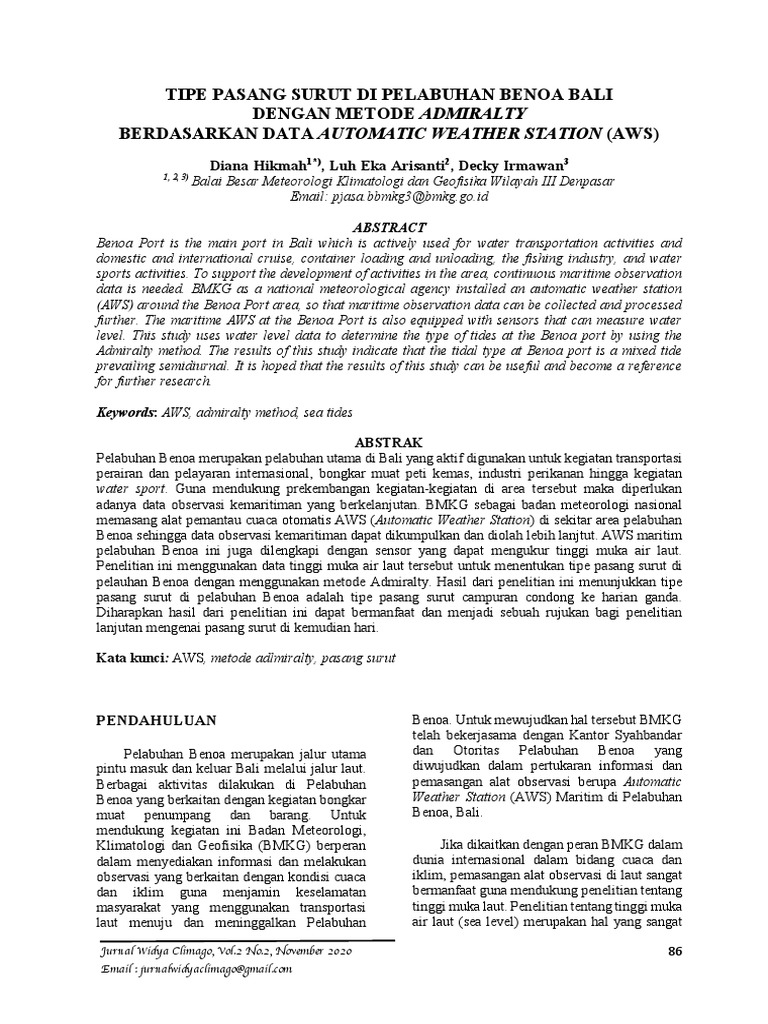 Tipe Pasang Surut Di Pelabuhan Benoa Bali Pdf