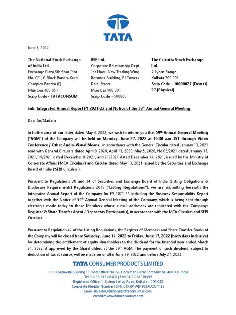 Tata Consumer Products | PDF | Tea | Corporate Social Responsibility