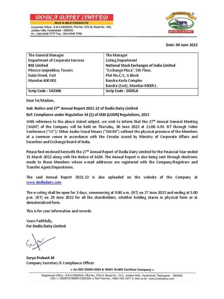 Dodla Dairy | PDF | Dairy | Milk