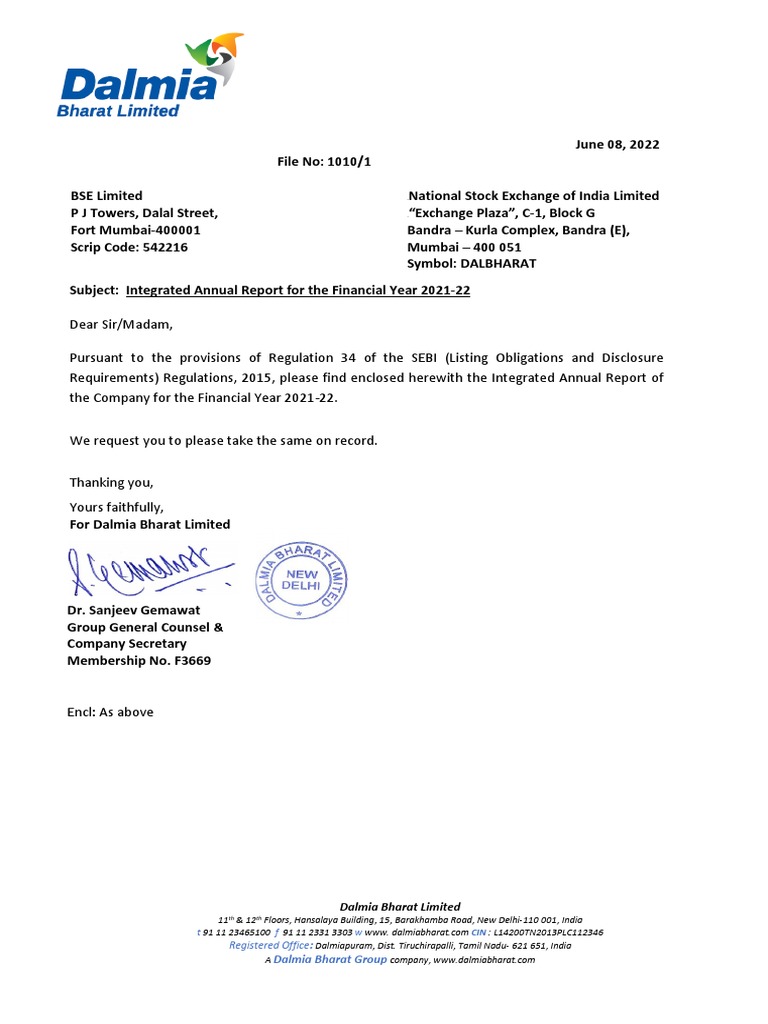 Dalmia Bharat | PDF | Cement | Sustainability