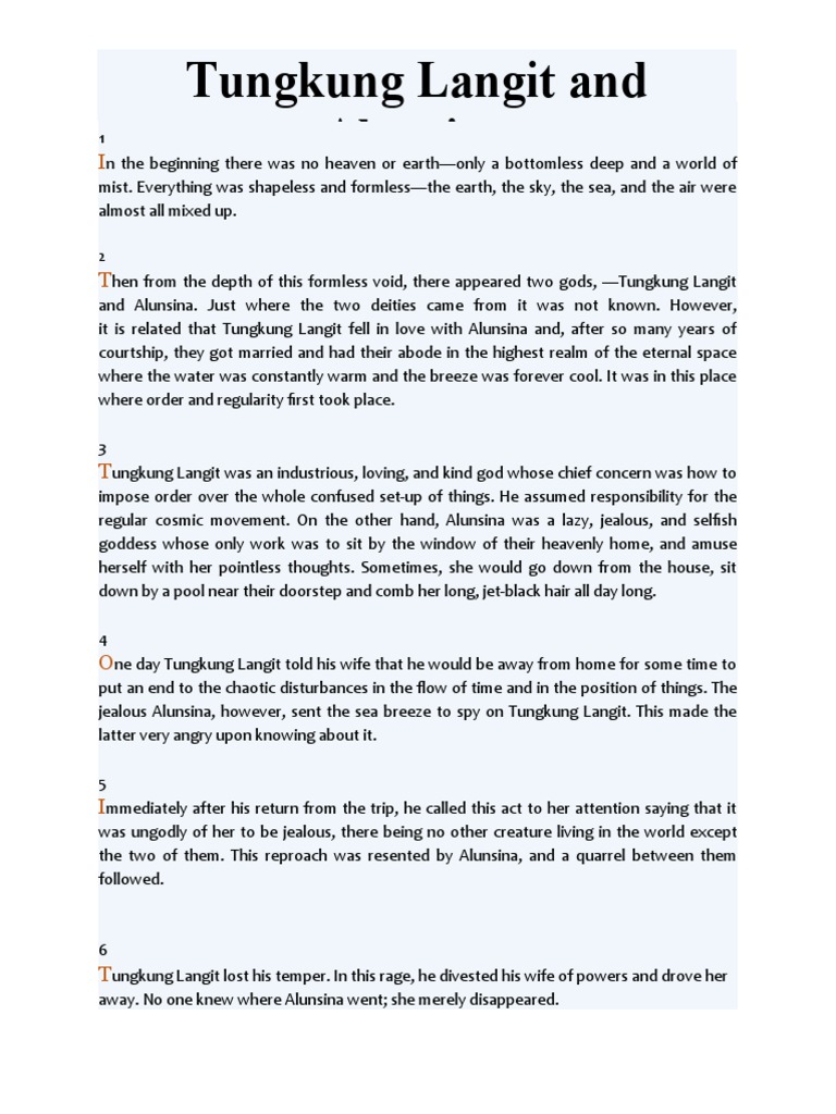 Tungkung Langit and Alunsina | PDF | Mythology