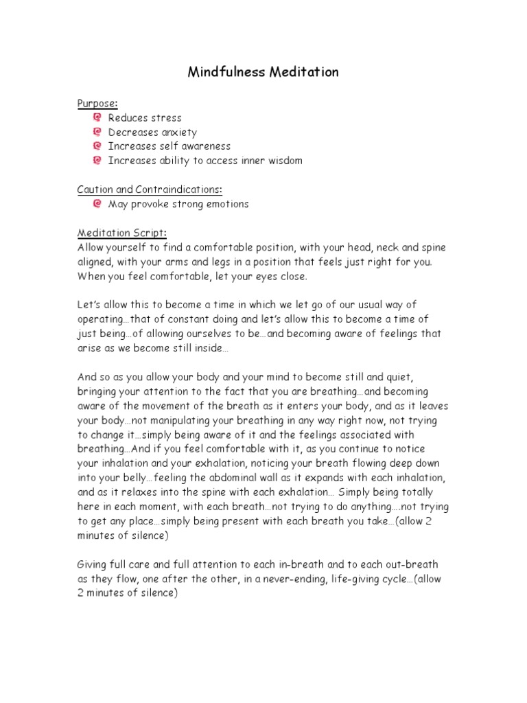 Mindfulness Meditation | PDF | Meditation | Mindfulness
