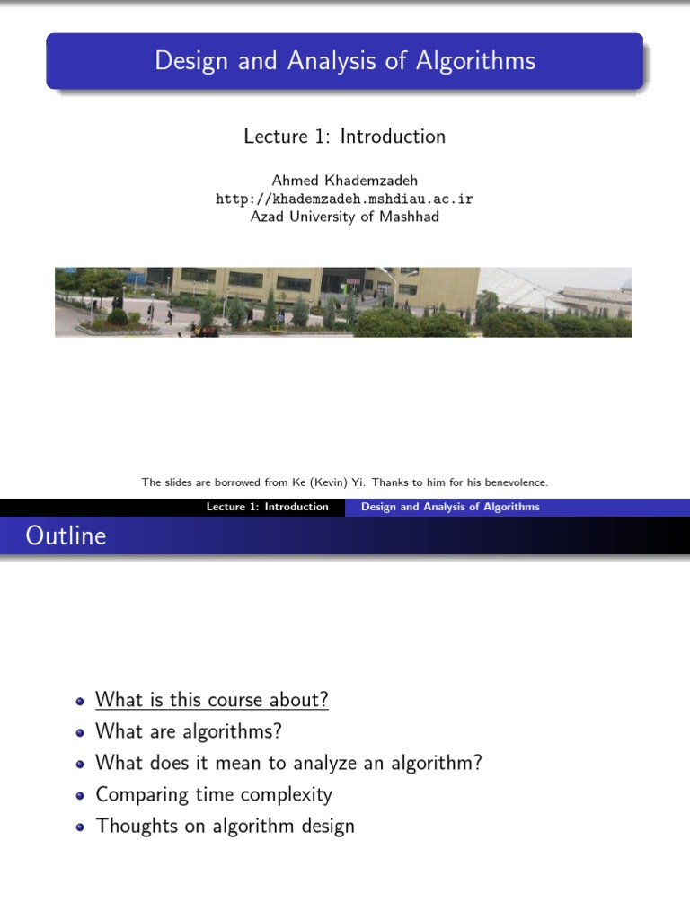 Design And Analysis Of Algorithms 1 Pdf Time Complexity Computational Complexity Theory