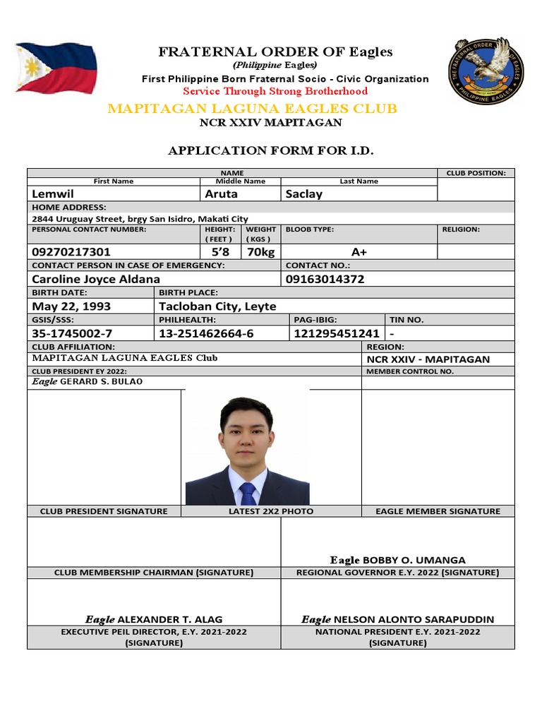Eagles Club Membership Application Form | PDF
