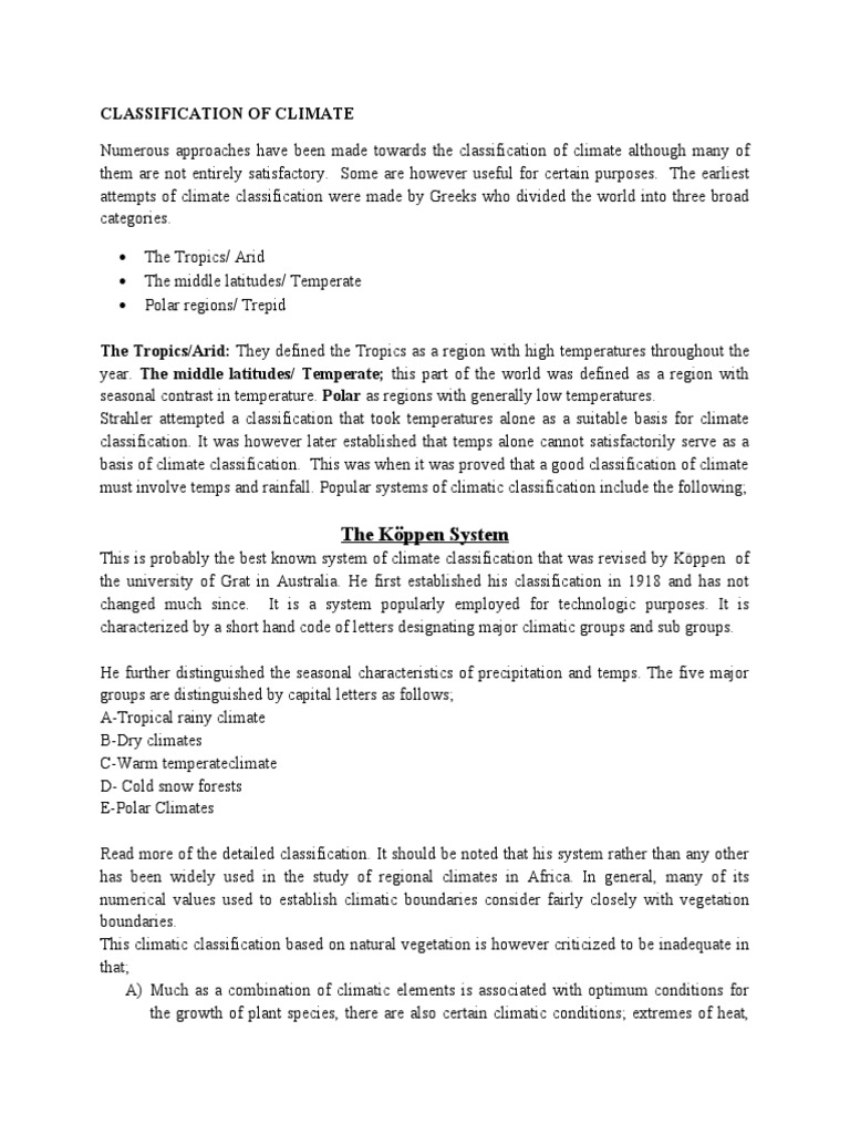 Classification of Climate | PDF | Climate | Soil