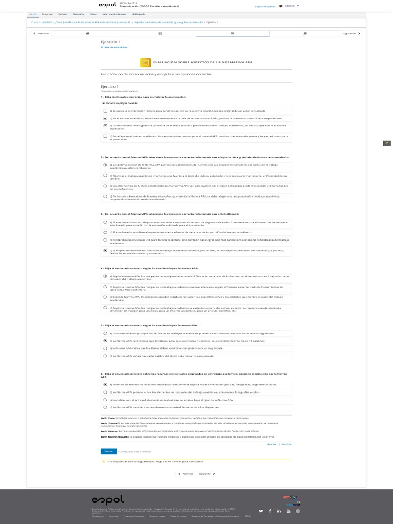 Ejercicio 1 - Aspectos de Forma y de Contenido Que Regulan Normas APA ...