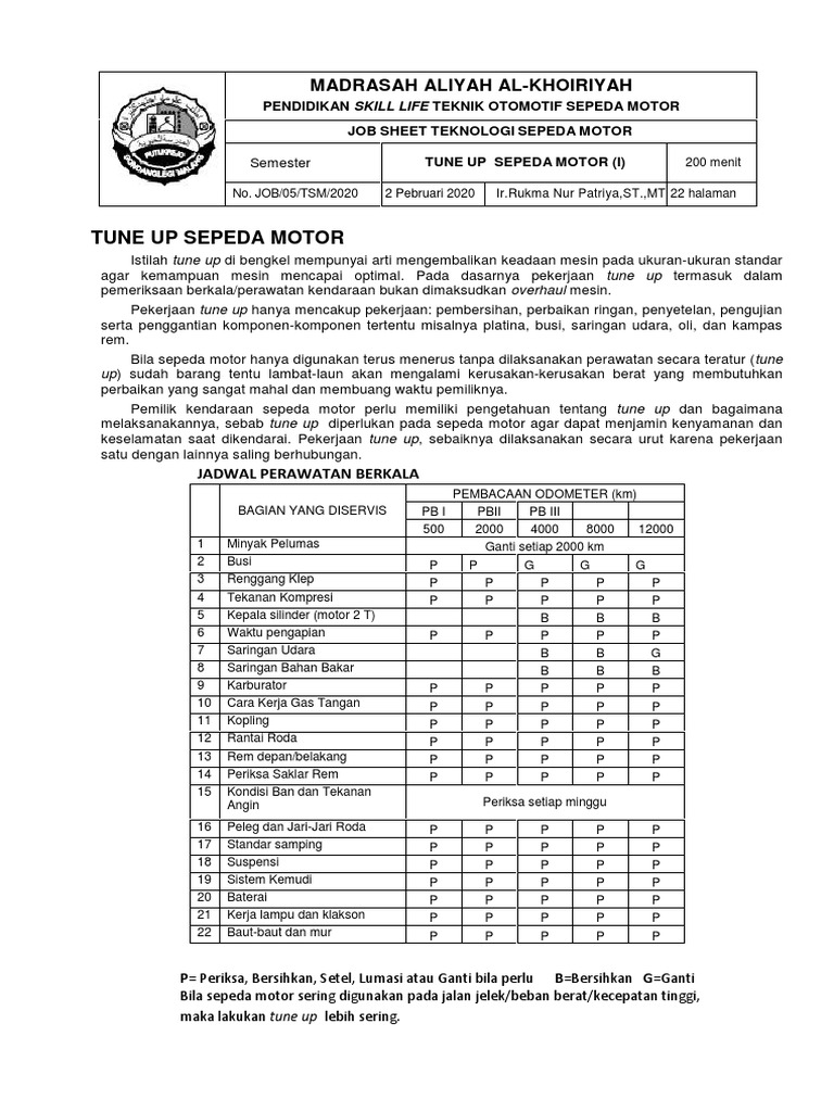 10 - Tune Up Sepeda Motor | PDF